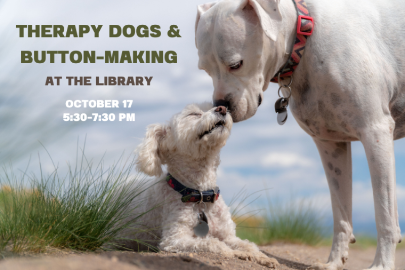 Therapy dogs & button-making at the Library | St. Catherine University ...